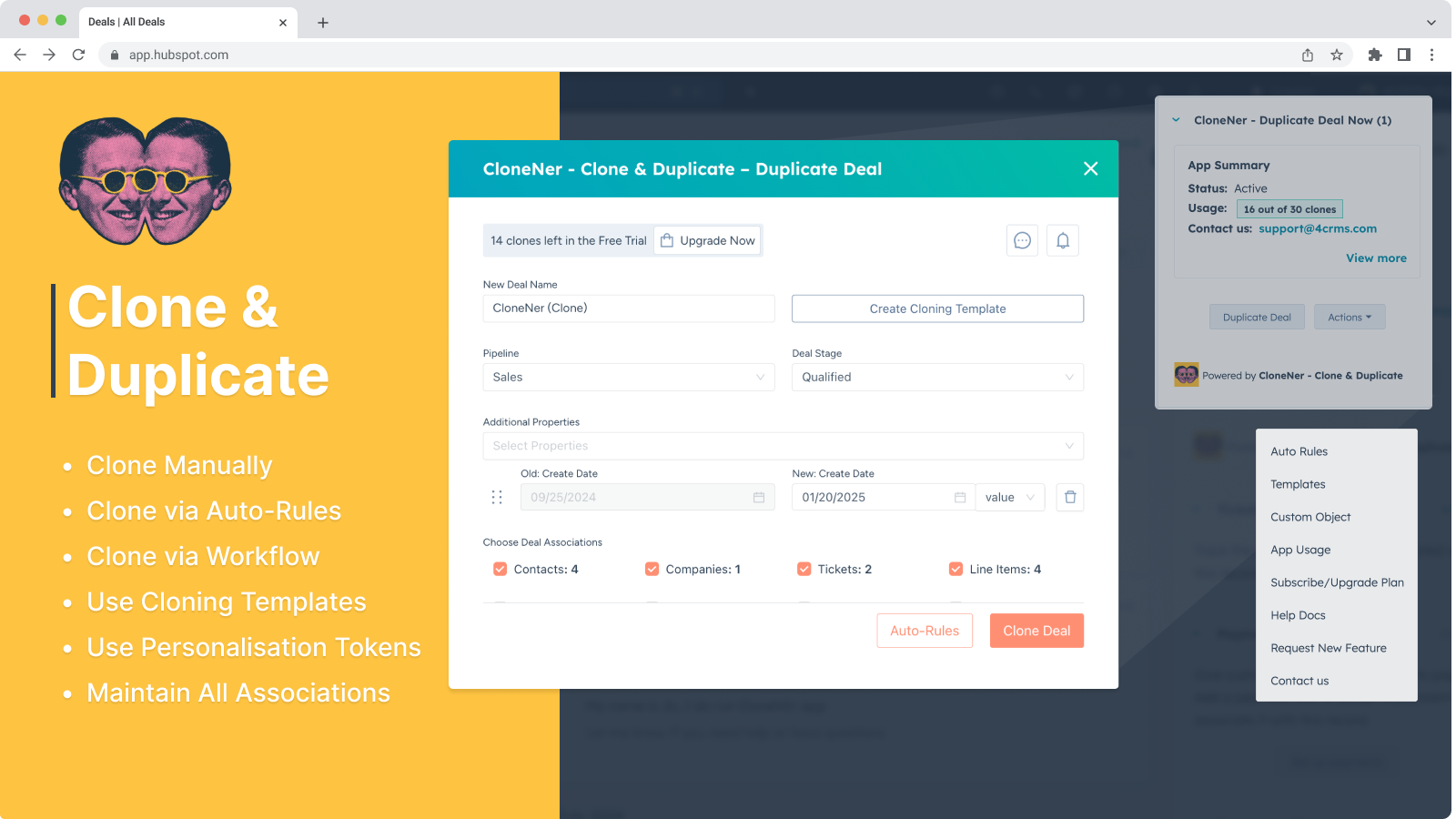 CloneNer - Clone & Duplicate HubSpot Integration | Connect Them Today